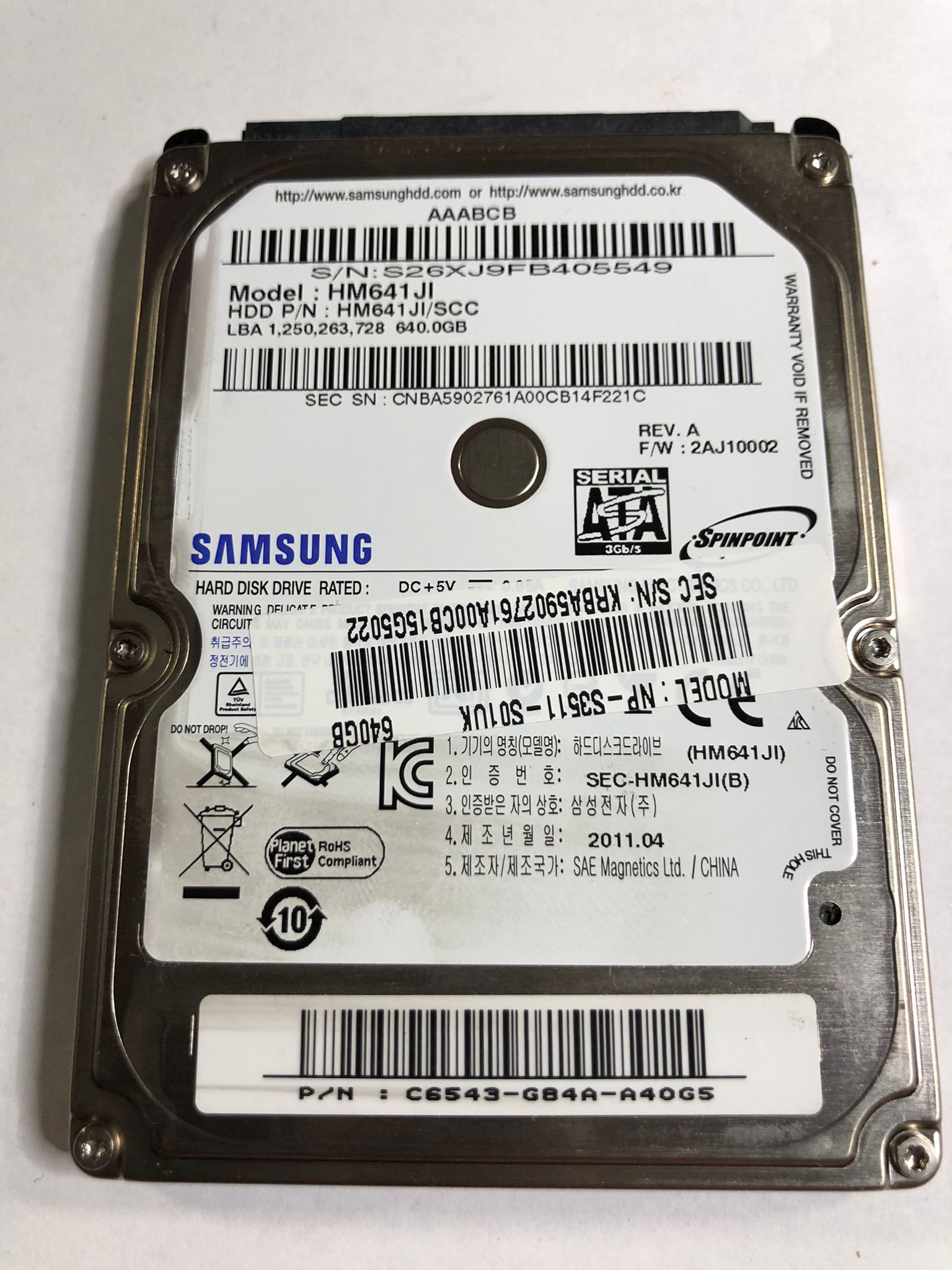 HDD SH LAPTOP 640 GB SAMSUNG - YourMag